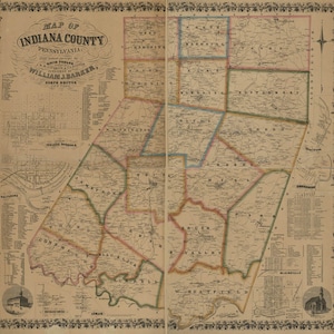 1856 Map of Indiana County Pa - Etsy