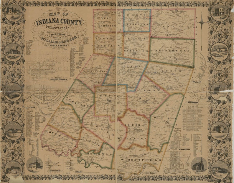 1856 Map of Indiana County Pa - Etsy