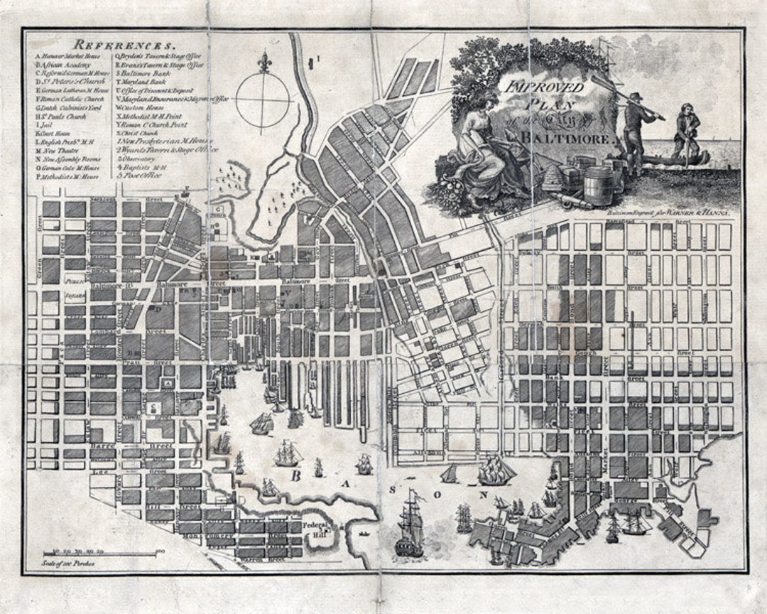 1804 Map of Baltimore Maryland - Etsy