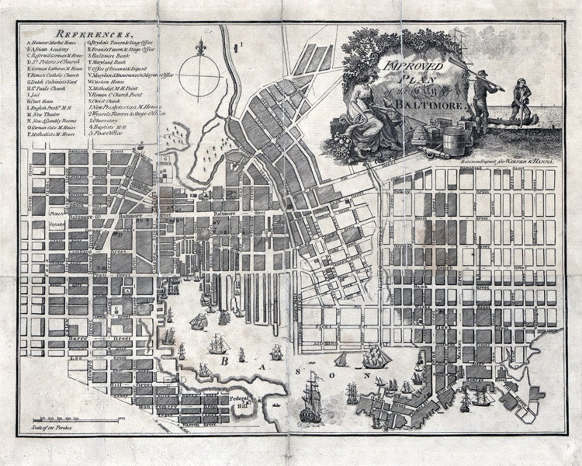 1804 Map of Baltimore Maryland - Etsy