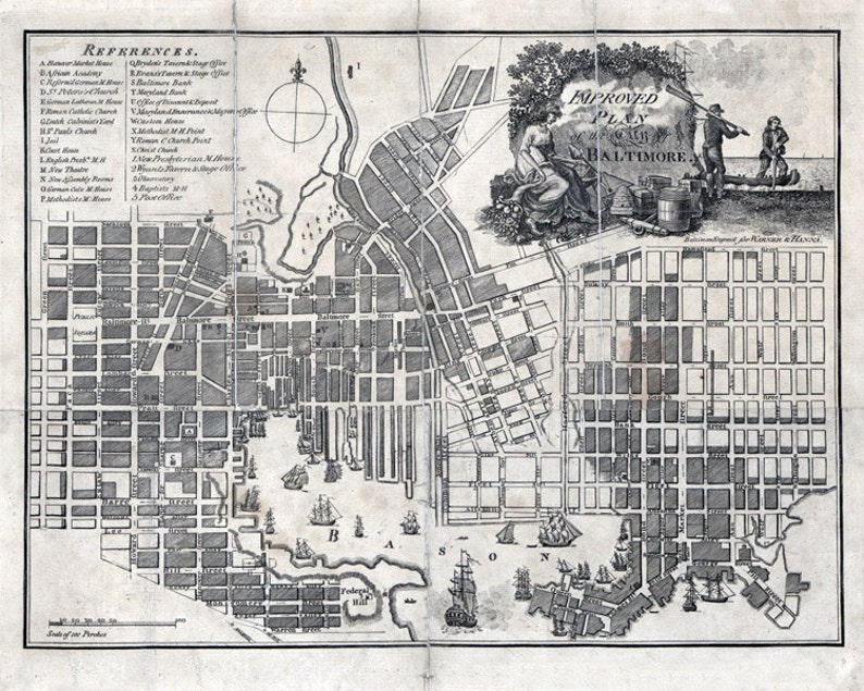1804 Map of Baltimore Maryland | Etsy
