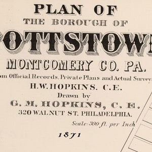 1871 Map of Pottstown Montgomery County Pennsylvania - Etsy