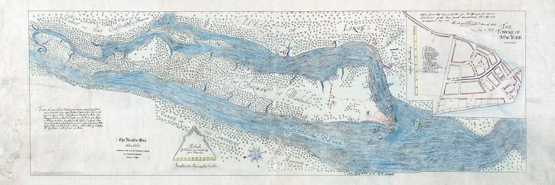1664 Map of the Town of New York - Etsy
