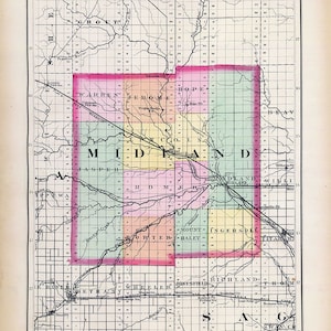 1873 Map of Midland County Michigan - Etsy