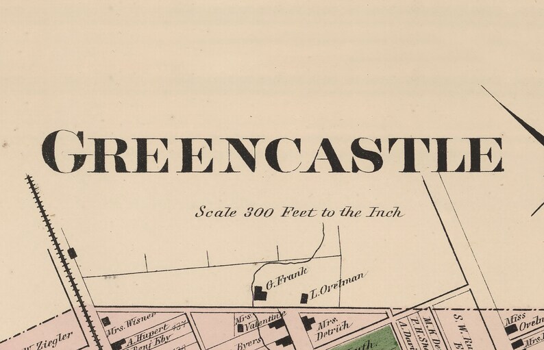 1868 Town Map of Greencastle Franklin County Pennsylvania - Etsy