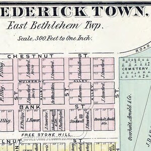 1876 Map of Fredericktown Washington County Pa Greenfield - Etsy