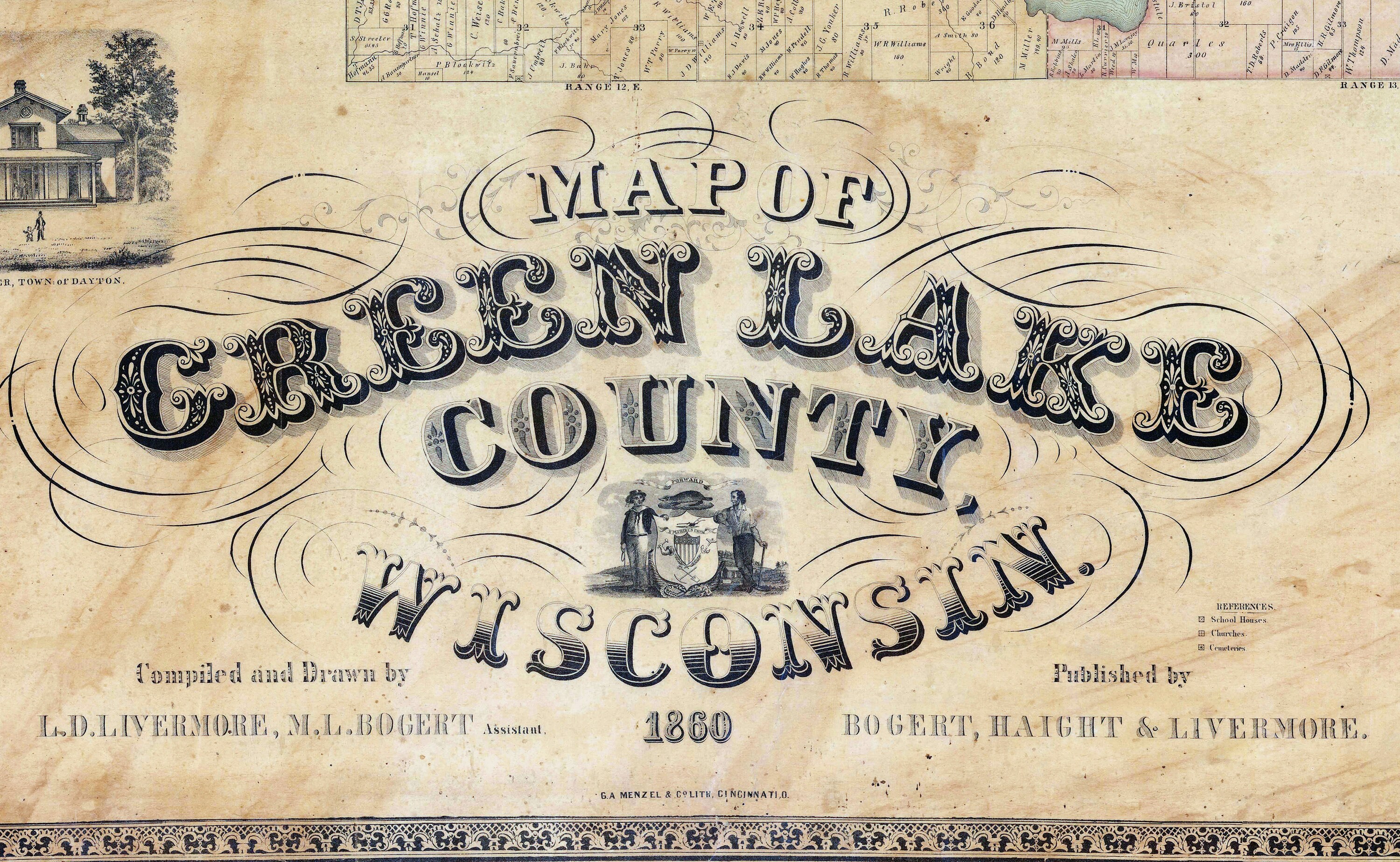 1860 Farm Line Map of Green Lake County Wisconsin - Etsy