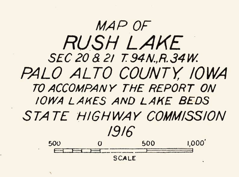 1916 Map of Rush Lake Palo Alto County Iowa - Etsy