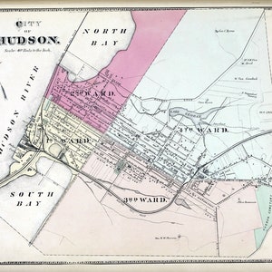 1873 Map of Hudson Columbia County New York - Etsy