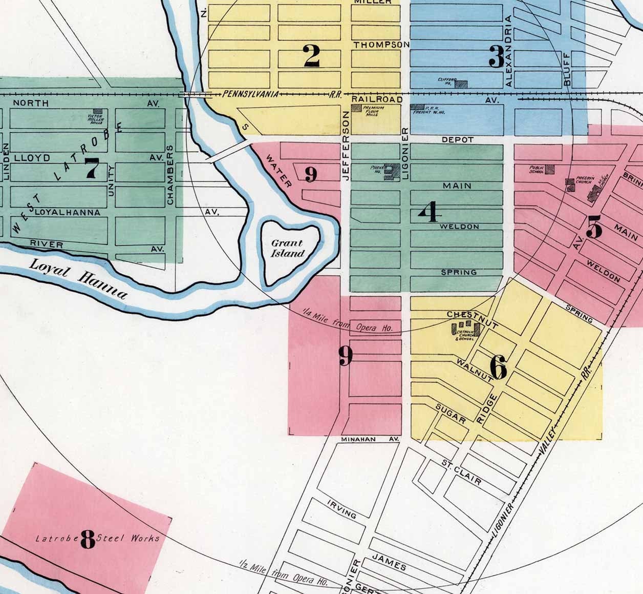 1892 Town Map of Latrobe Westmoreland County Pennsylvania - Etsy
