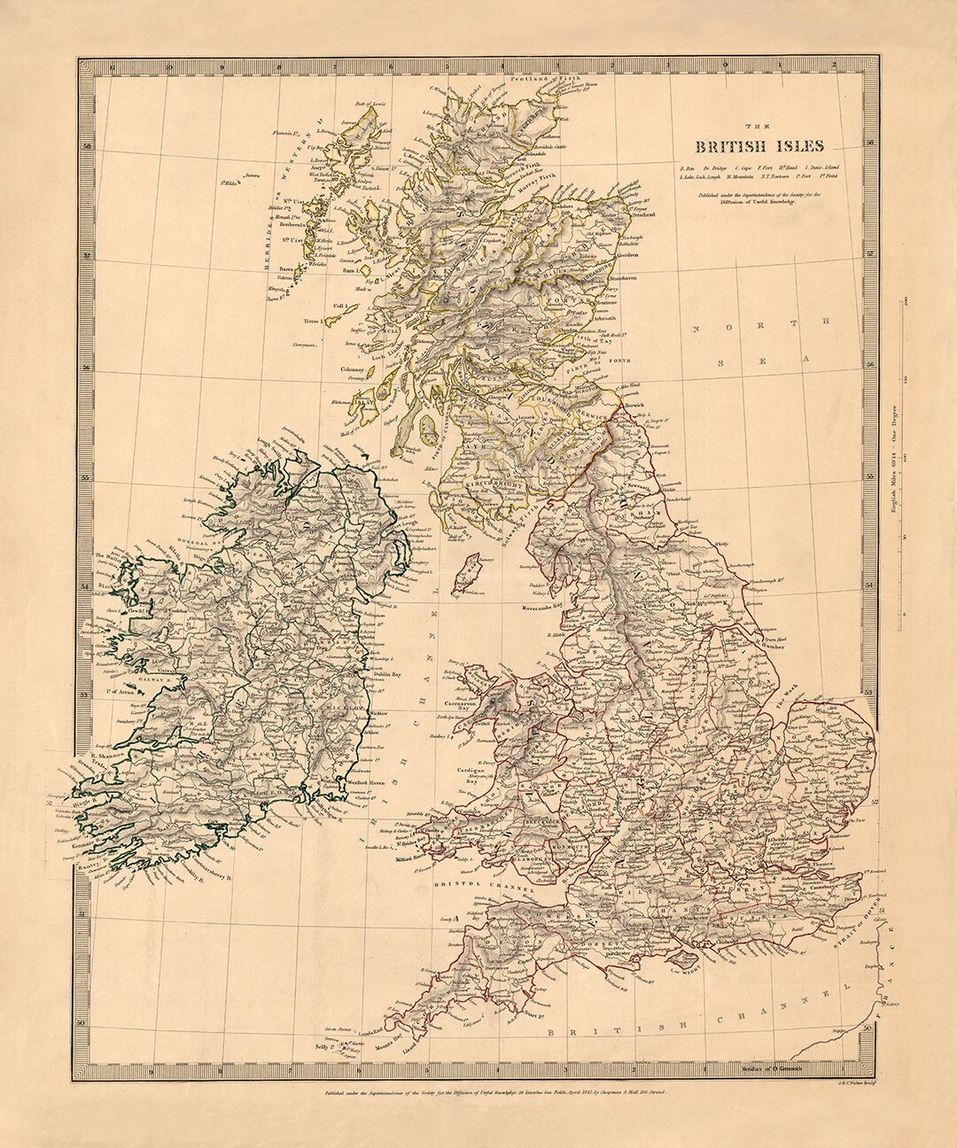 1842 Map of the British Isles - Etsy