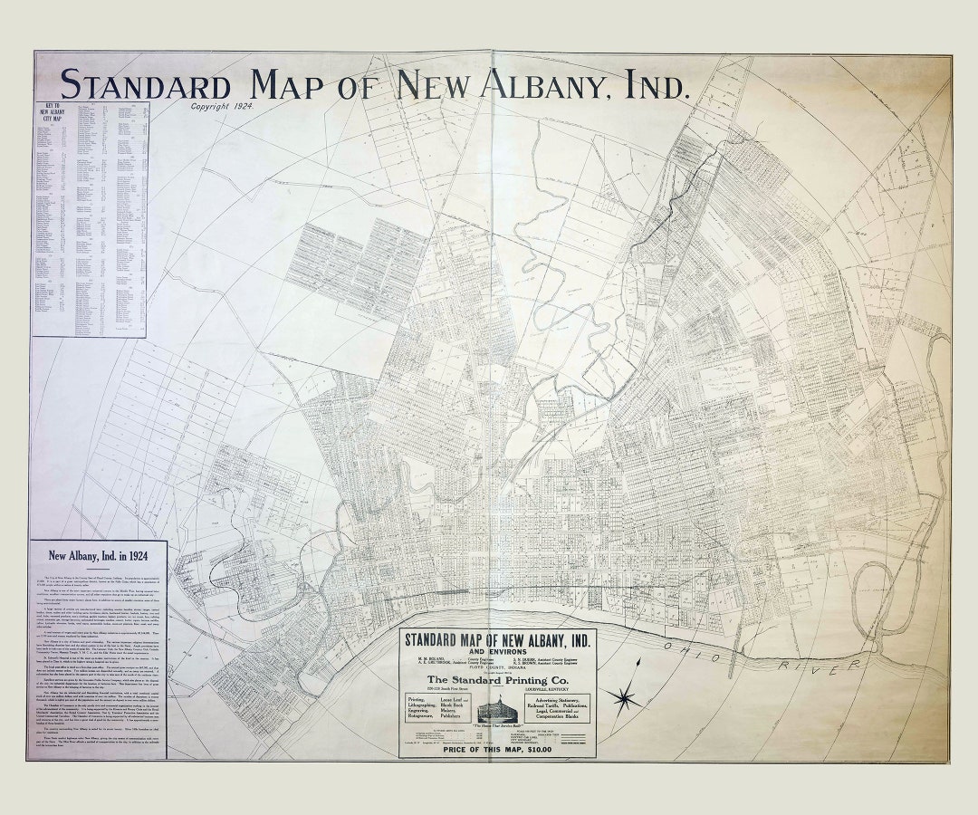 1924 Map of New Albany Indiana - Etsy