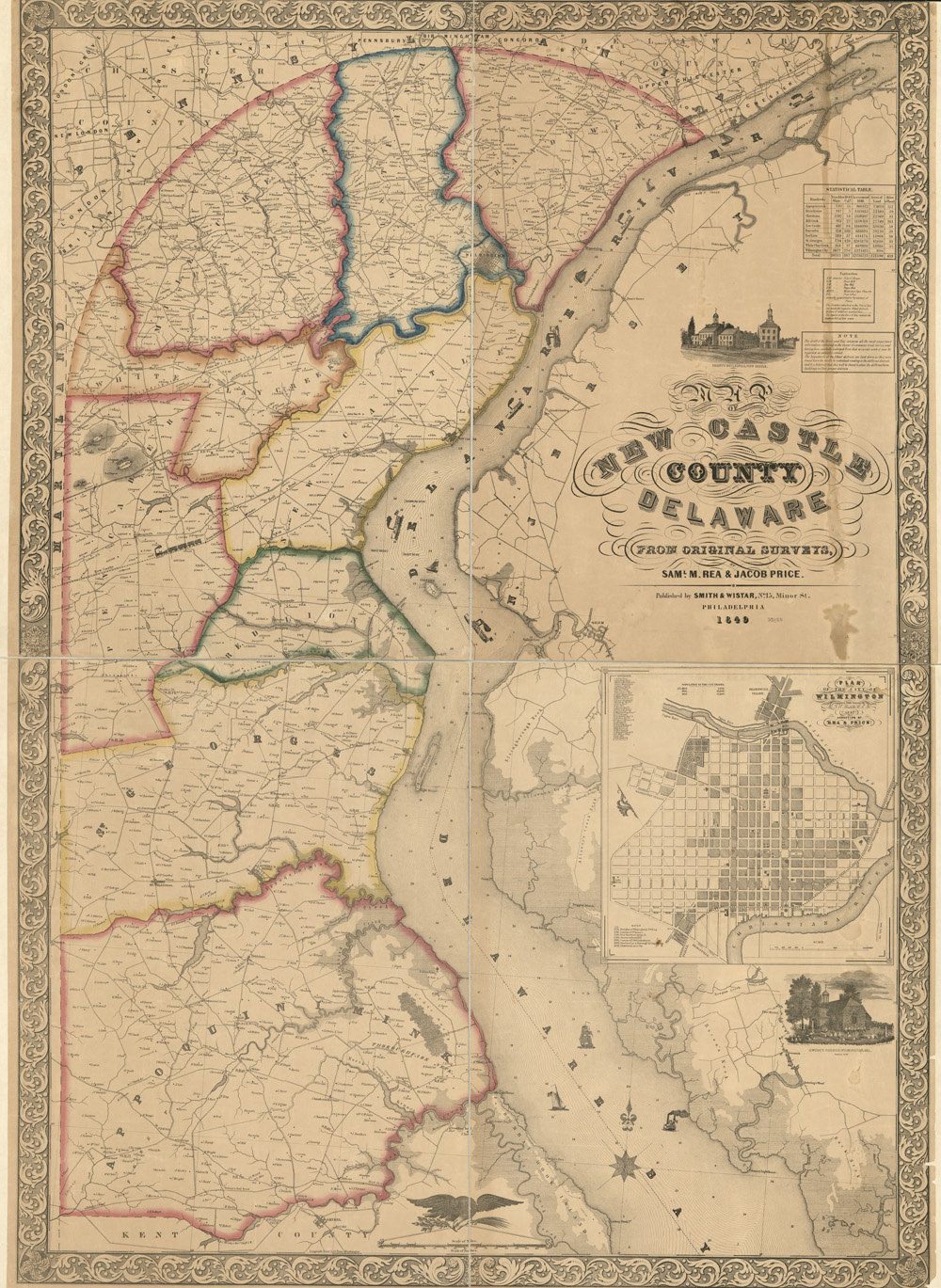 1849 Map of New Castle County Delaware From Original Surveys - Etsy