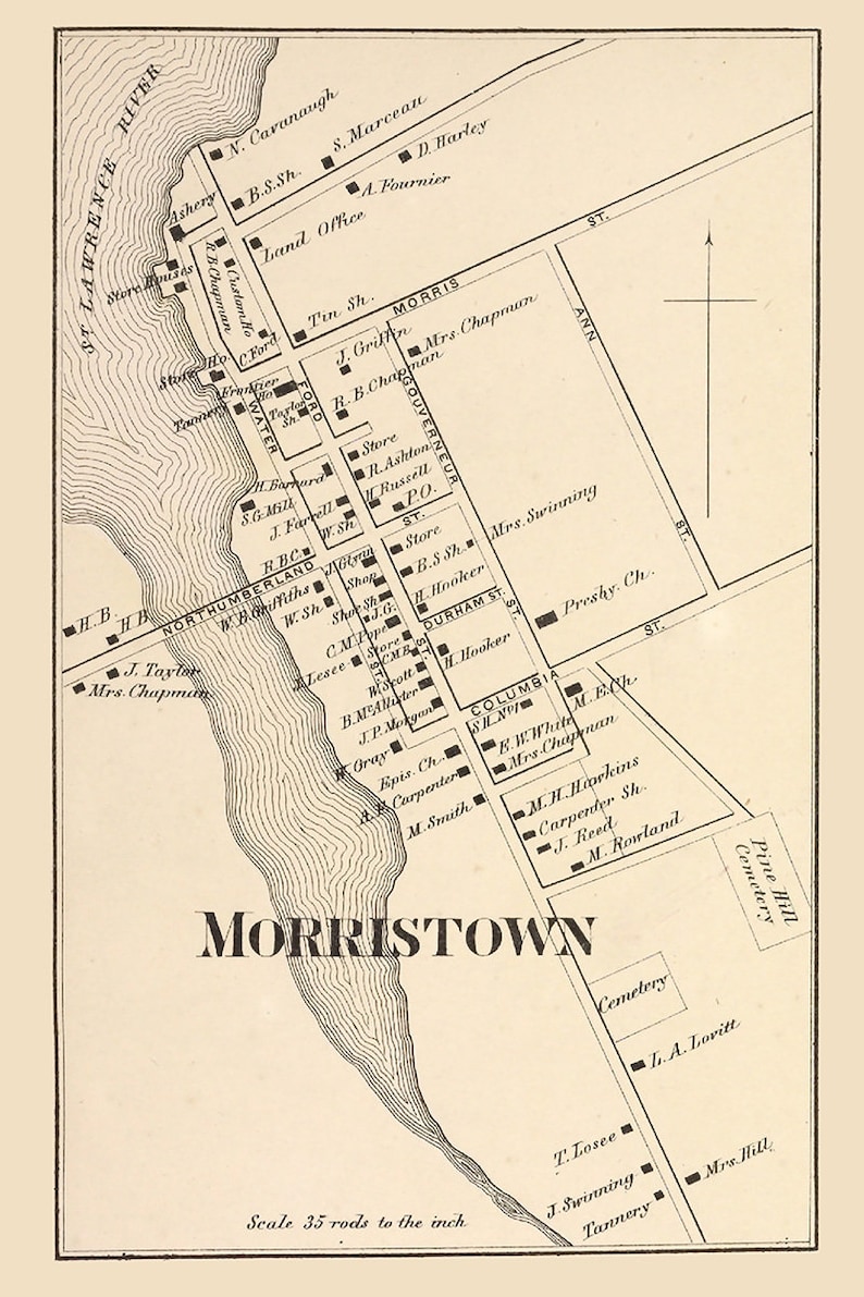 1865 Town Map of Morristown Saint Lawrence County New York - Etsy