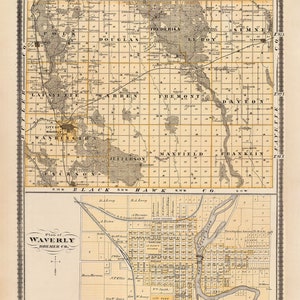 1875 Map of Bremer County Iowa Waverly - Etsy