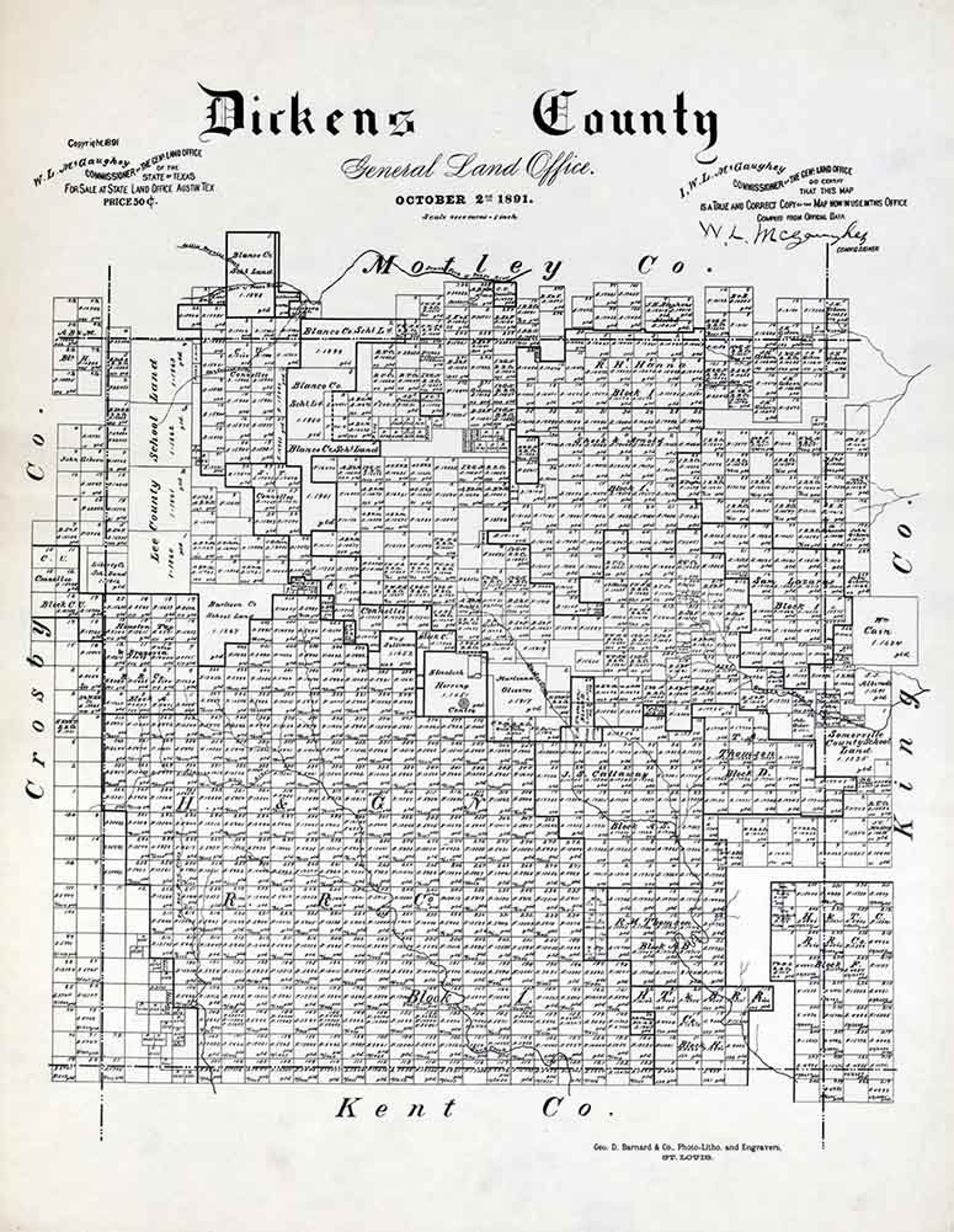1891 Farm Line Map of Dickens County Texas - Etsy