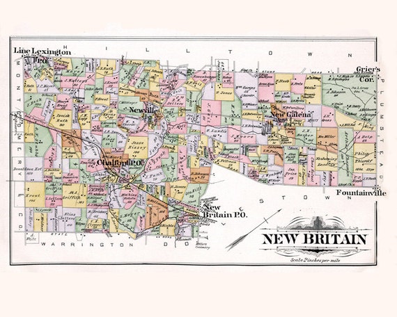1891 Map of New Britain and Chalfont Pennsylvania | Etsy