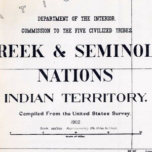 1902 Map of the Creek and Seminole Nations Indian Territory - Etsy