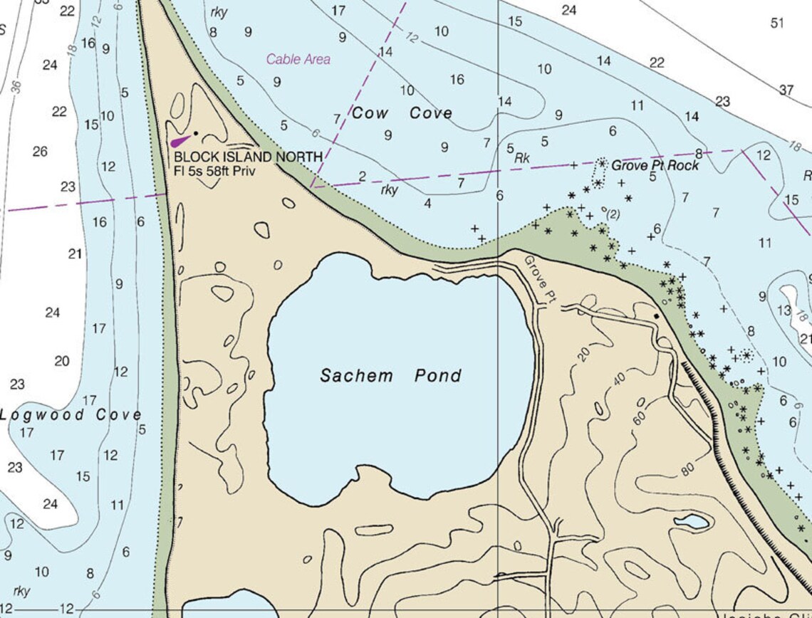 2013 Nautical Map of Block Island Rhode Island | Etsy