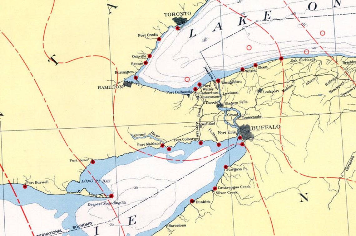 1955 Mapa Náutico de los Grandes Lagos - Etsy España