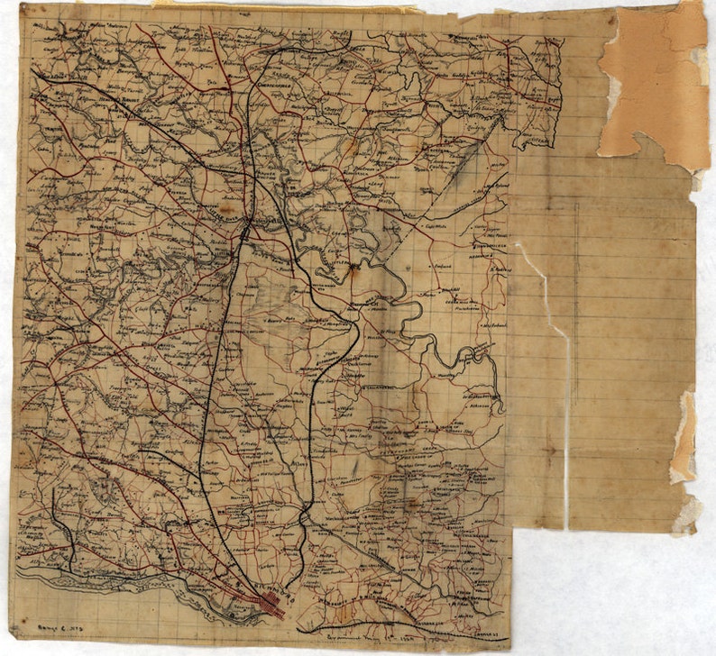 1864 Map of Henrico Hanover and Caroline County Virginia | Etsy