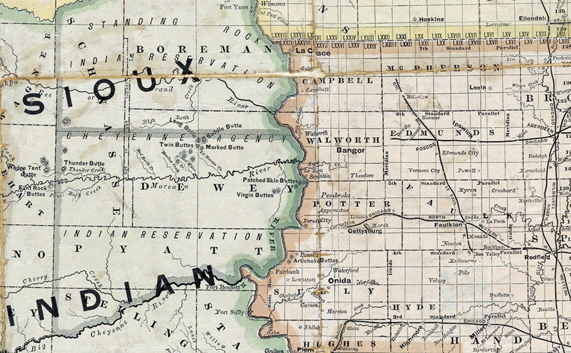 1887 Map of the Dakota Territory | Etsy