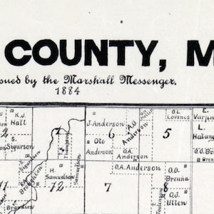 1884 Farm Line Map of Lyon County Minnesota Marshall - Etsy