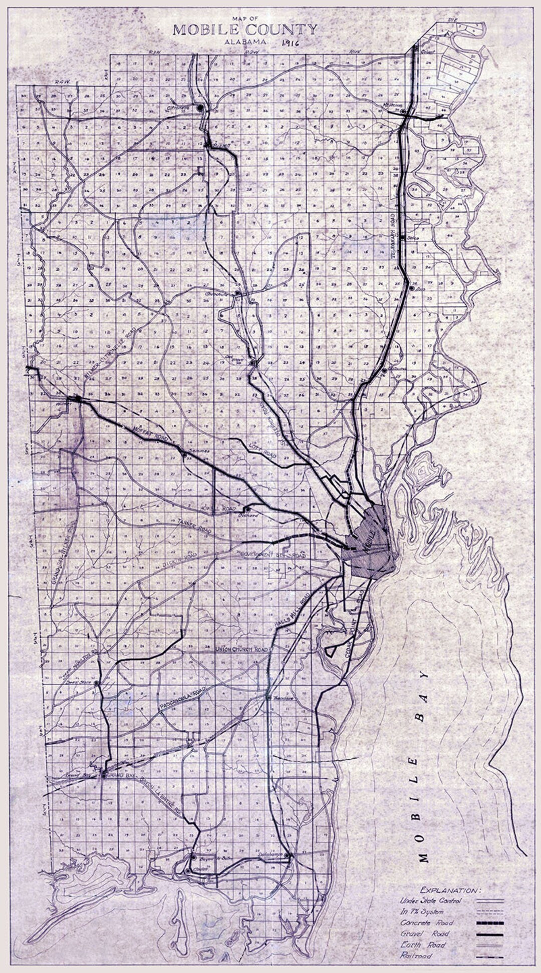 1916 Map of Mobile County Alabama - Etsy