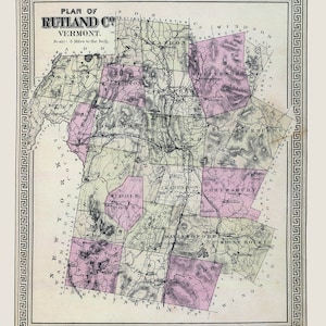 1876 Map of Rutland County Vermont - Etsy
