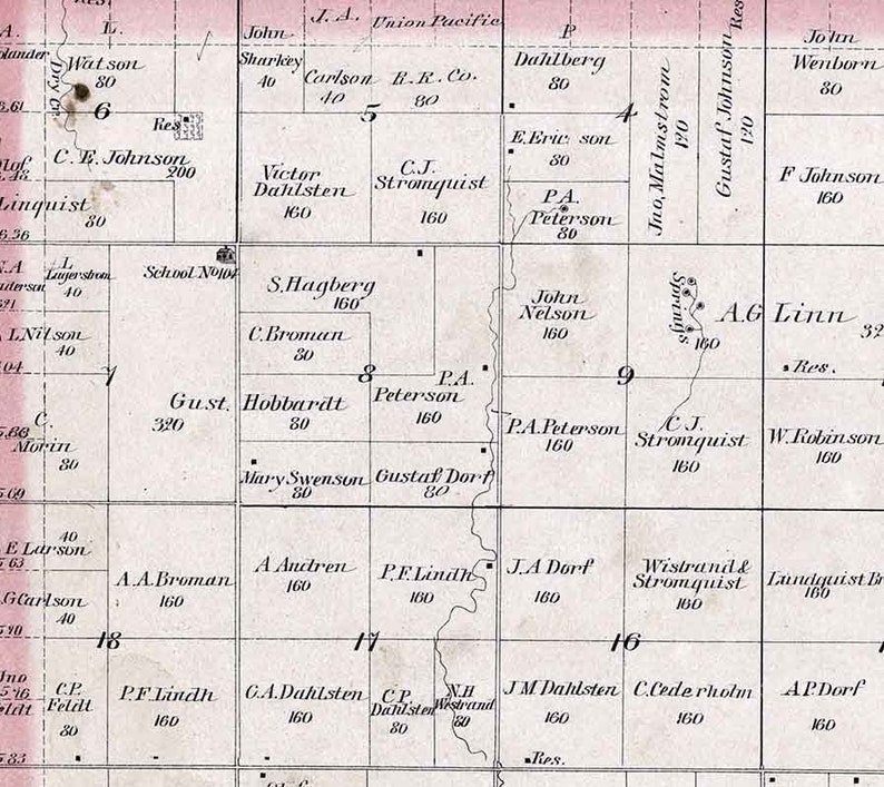 1884 Map of Union Township Mcpherson County Kansas | Etsy