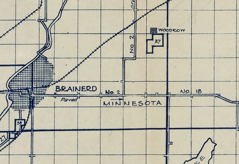 1923 Map of Crow Wing County Minnesota Showing Lakes and Mines - Etsy