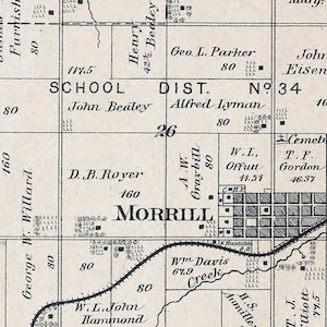 1887 Map of Morrill Township Brown County Kansas - Etsy