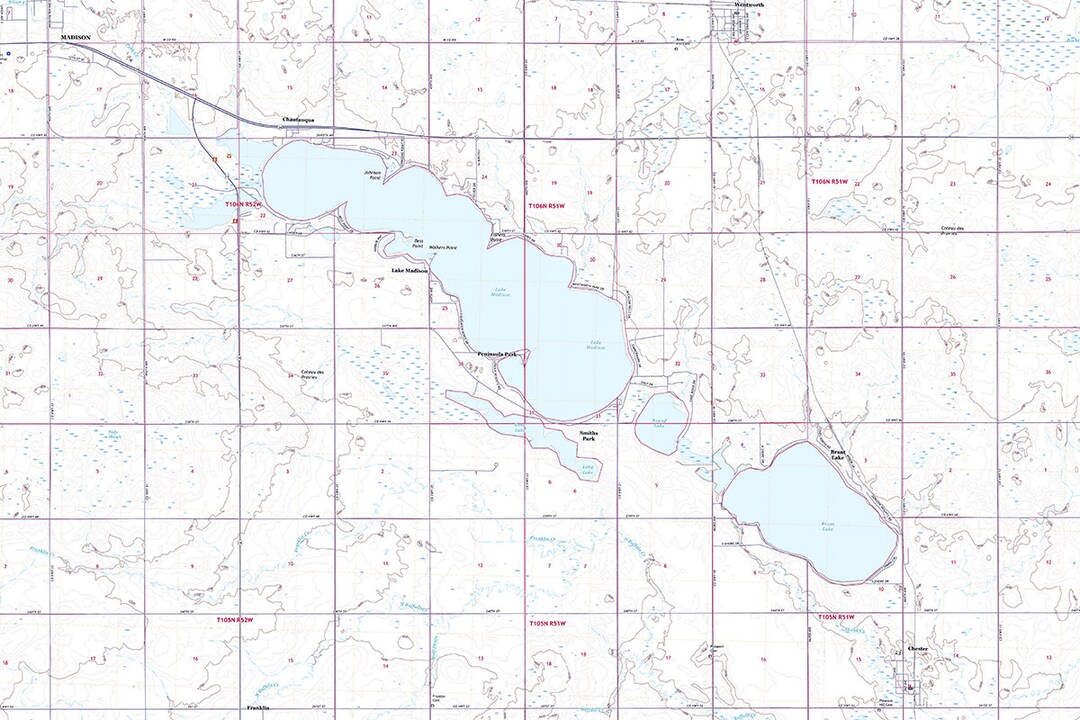 2017 Map of Lake Madison South Dakota - Etsy