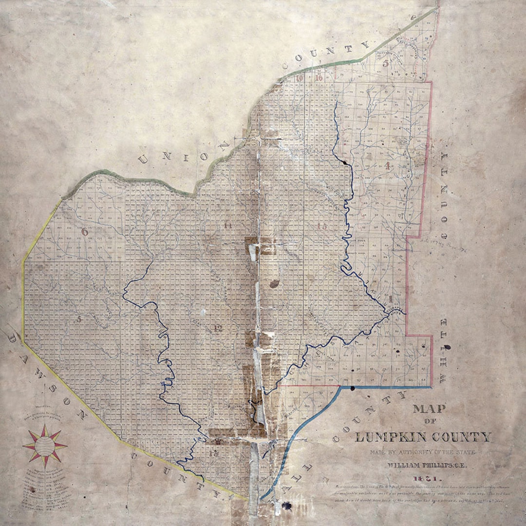 1871 Map of Lumpkin County Georgia - Etsy