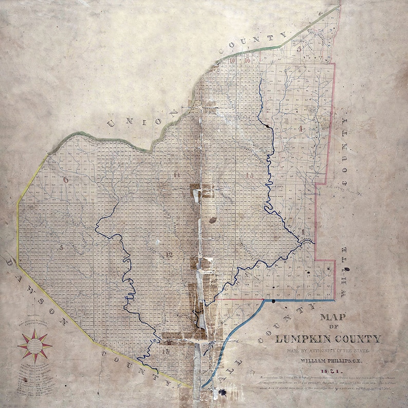 1871 Map of Lumpkin County Georgia - Etsy