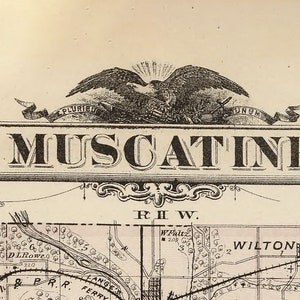 1875 Map of Muscatine County Iowa - Etsy