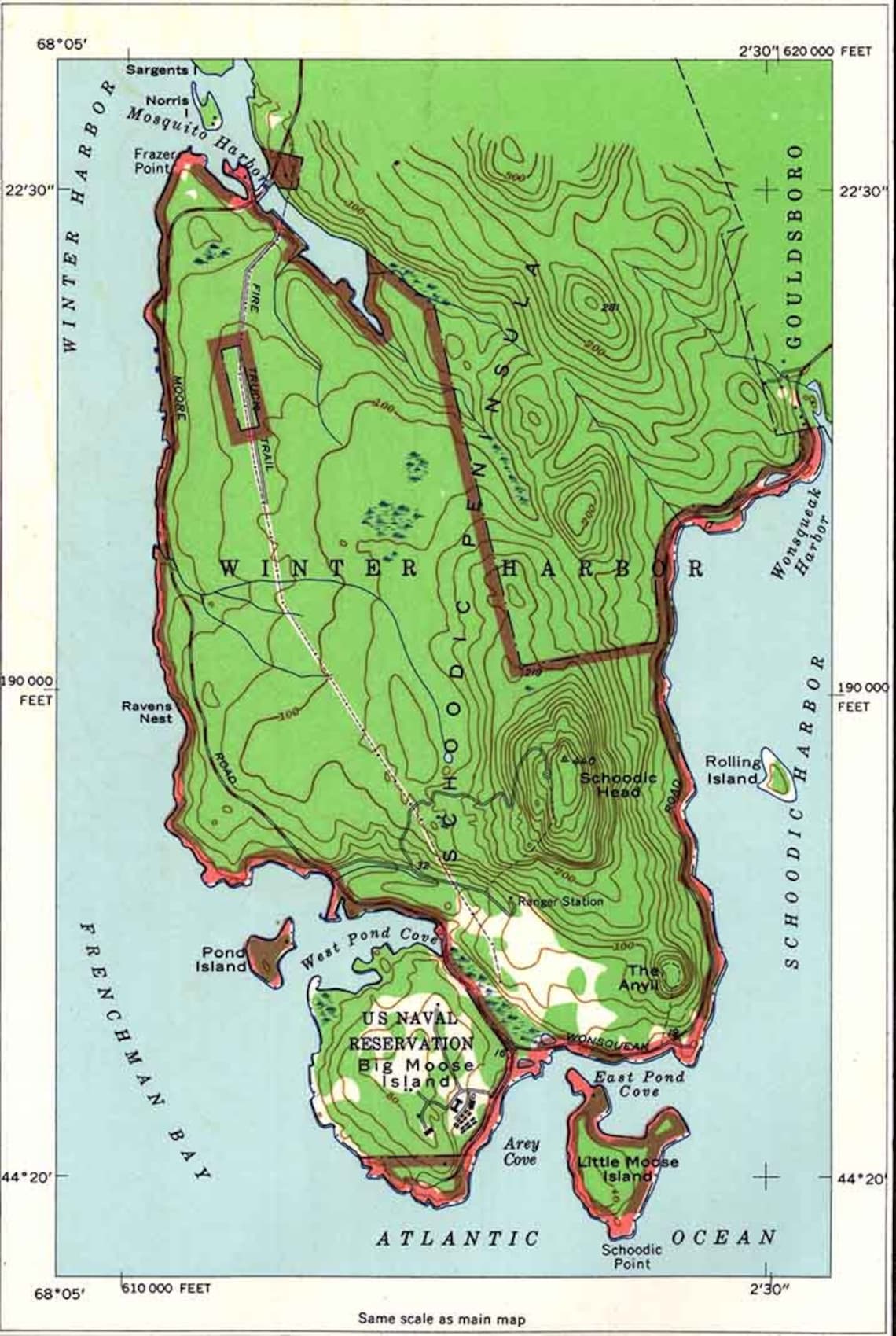 1956 Topo Map of Acadia National Park Hancock County Maine - Etsy