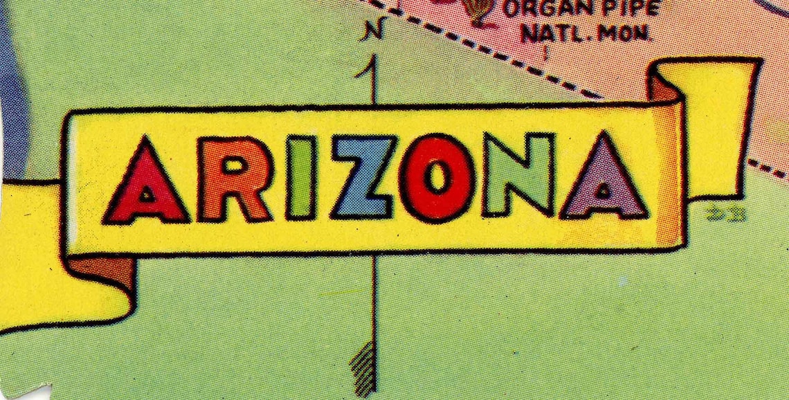 Arizona Cartoon Map - Etsy