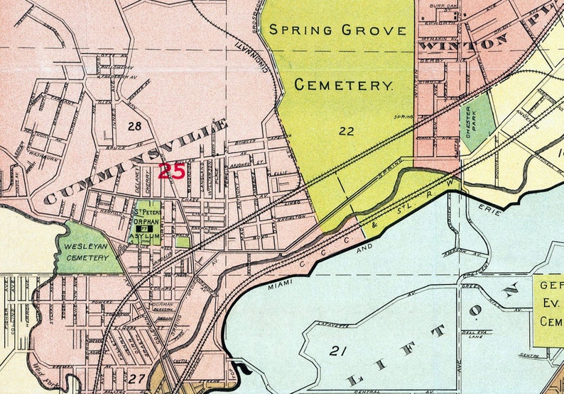 1893 Map of Cincinnati Ohio and Vicinity | Etsy