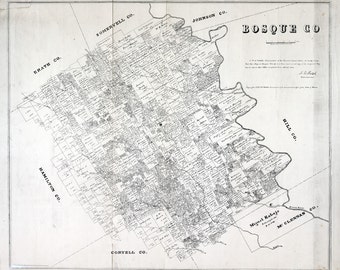 1879 Farm Line Map of Lampasas County Texas | Etsy