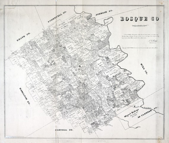1879 Farm Line Map of Bosque County Texas - Etsy Finland