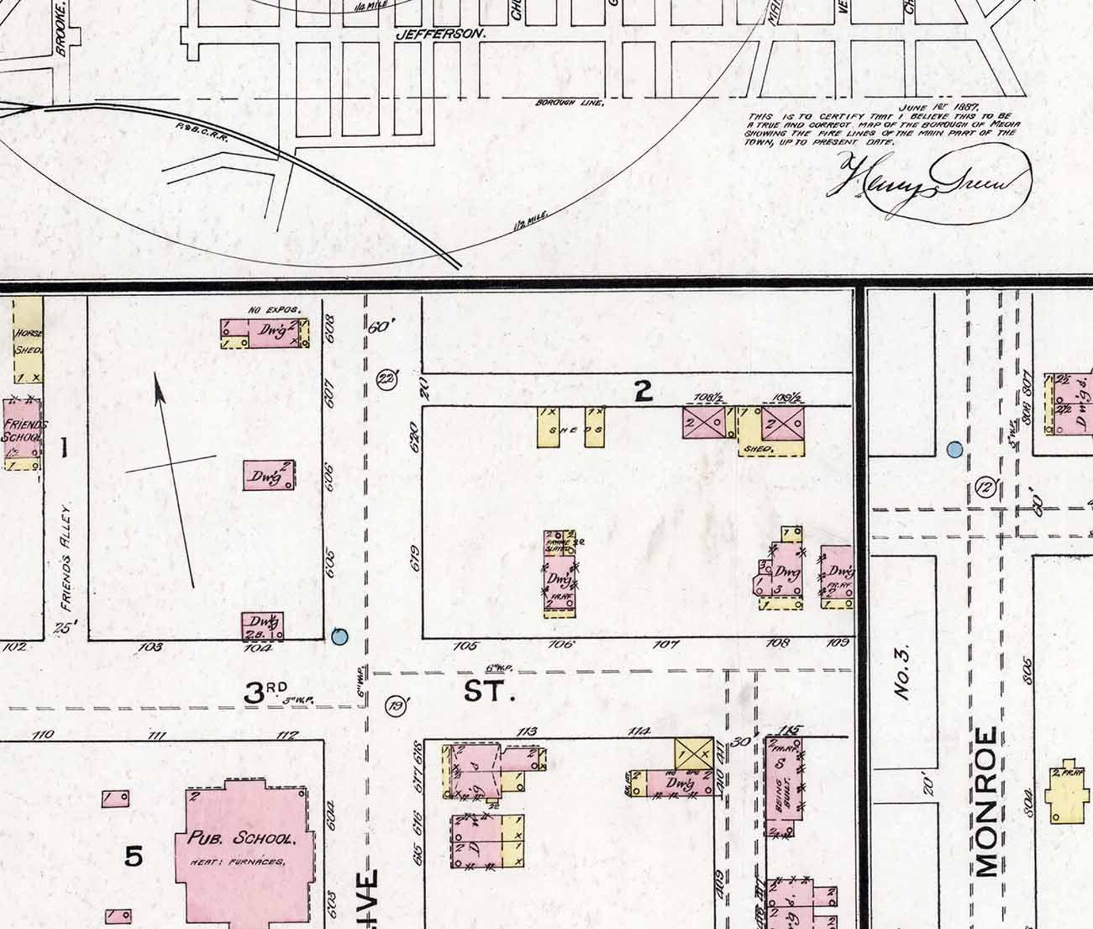 1887 Town Map of Media Delaware County Pennsylvania - Etsy
