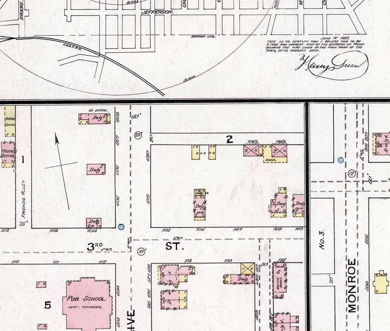 1887 Town Map of Media Delaware County Pennsylvania - Etsy