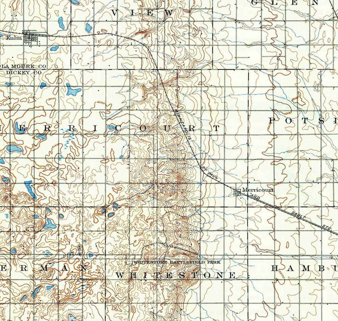 1925 Topo Map of Edgeley North Dakota | Etsy