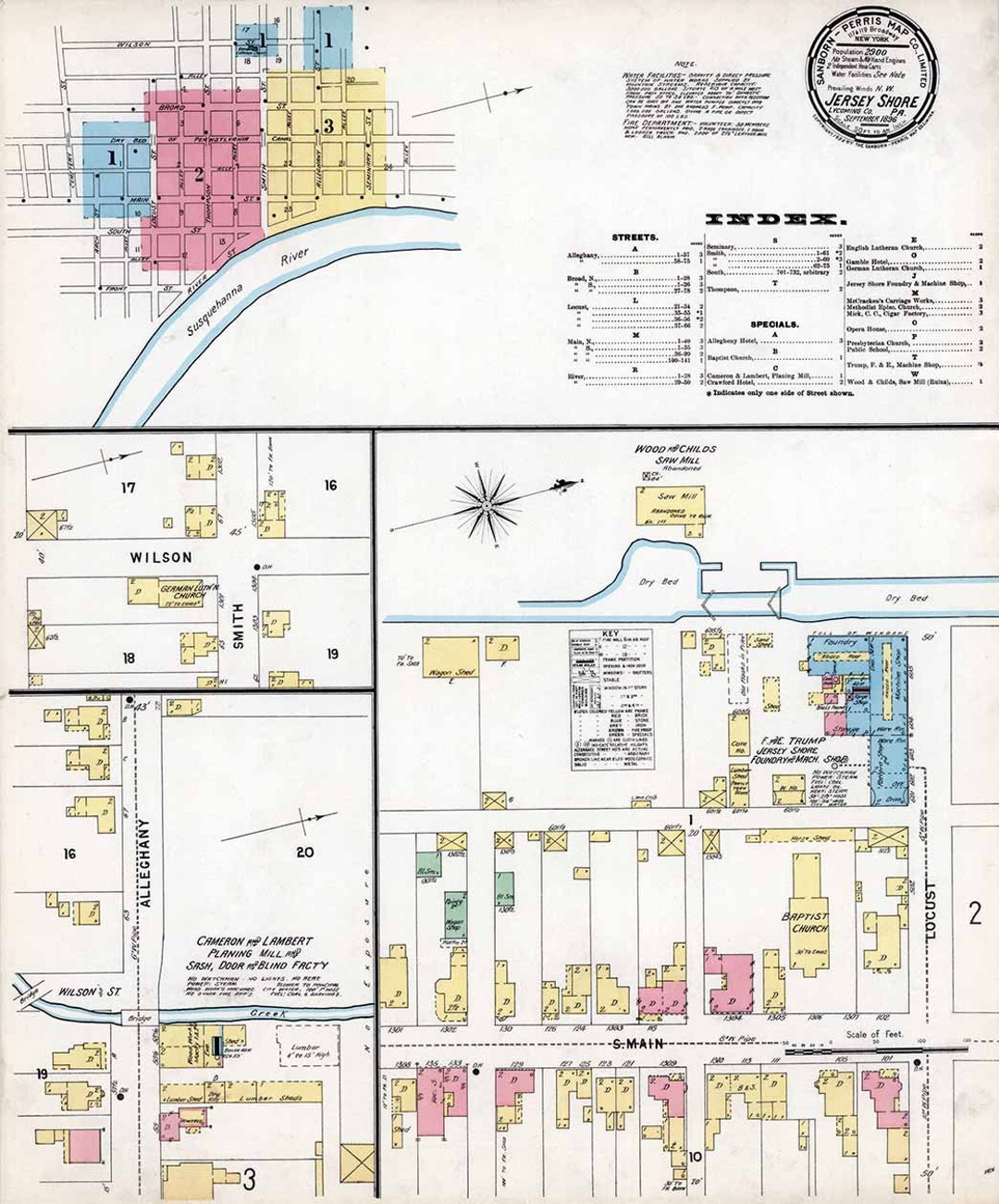 1896 Town Map of Jersey Shore Lycoming County Pennsylvania - Etsy