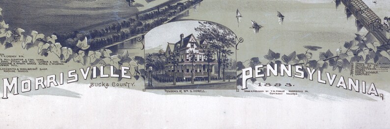1893 Panoramic Map of Morrisville Bucks County Pennsylvania - Etsy