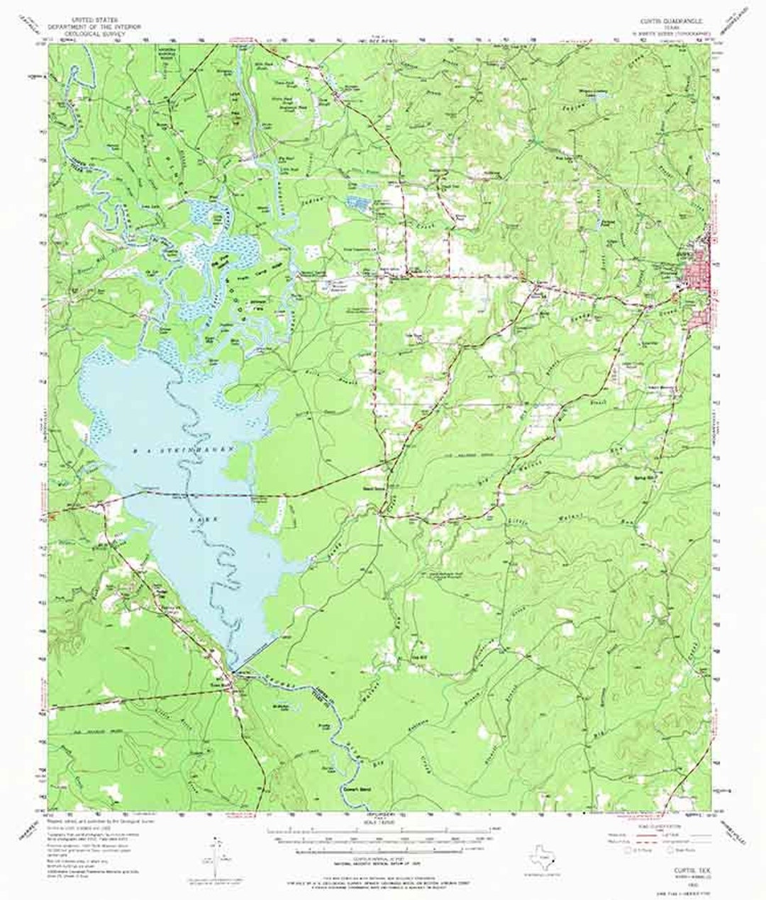1955 Topo Map of Curtis Texas Quadrangle Basteinhagen Lake - Etsy
