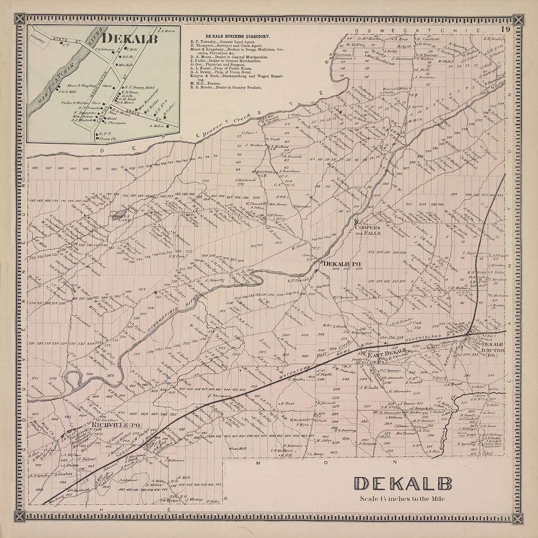 1865 Map of Dekalb Township Saint Lawrence County New York - Etsy