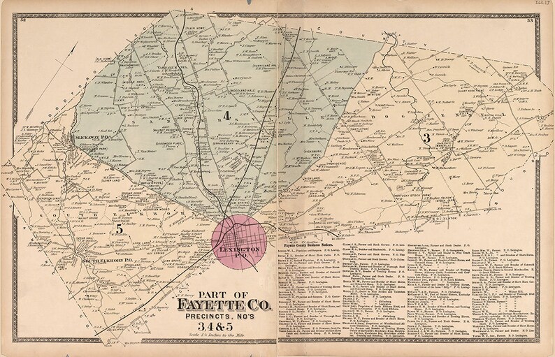 1877 Map of Northern Fayette County Kentucky - Etsy