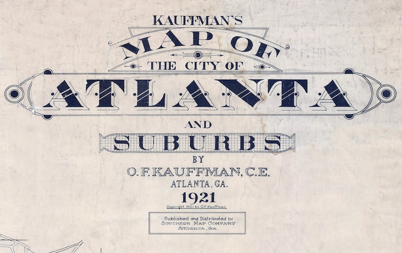 1921 Map of Atlanta Georgia - Etsy